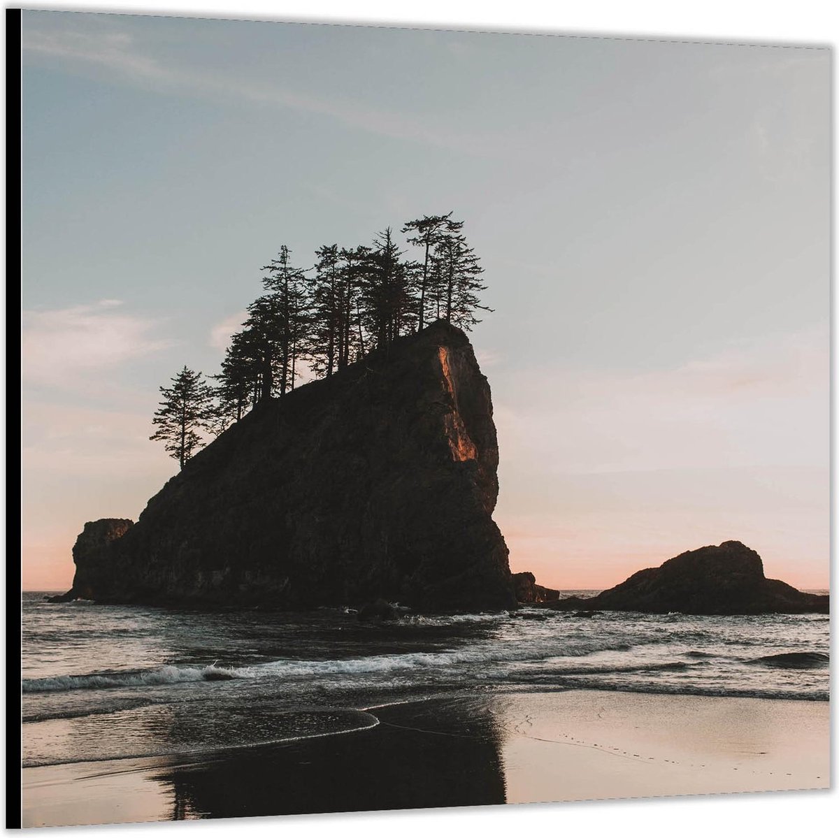 Dibond - Grand rocher avec des Arbres dans l' Water- Photo 100x100 sur ...