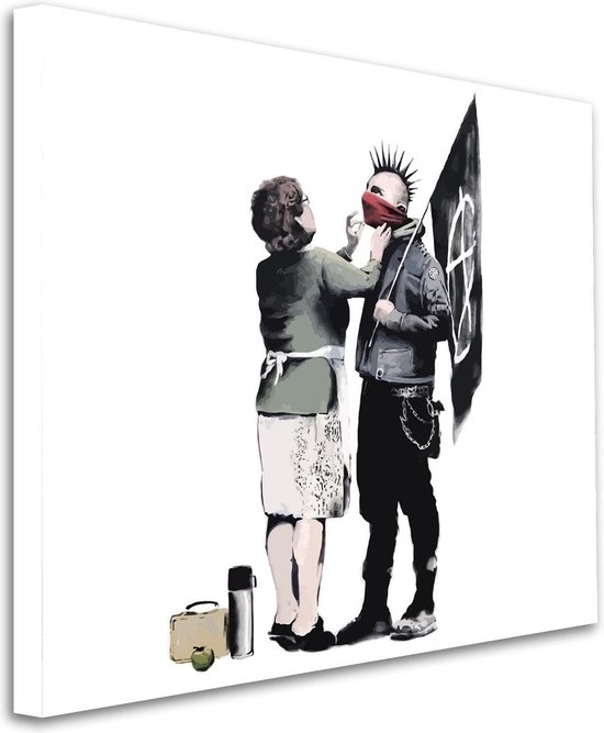 BANKSY Anarchist and Mother Canvas Print | bol