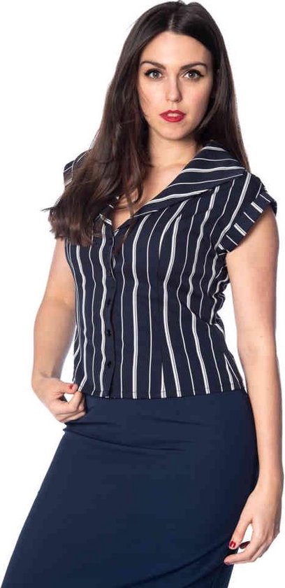 Dancing Days Blouse -XS- Deckchair Stripe 1920s Blauw | bol