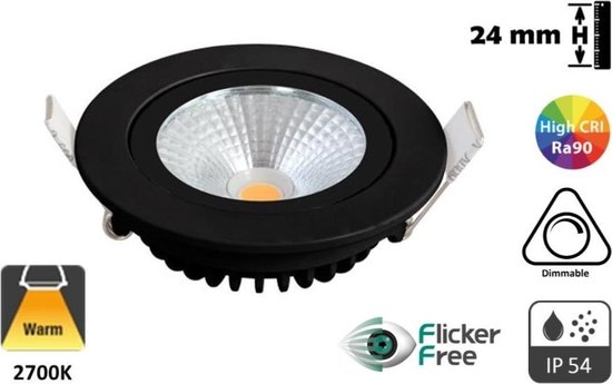 Inbouw LED Spot 5w Flat, 450 Lumen, 2700K, Kantelbaar, IP54, Dimbaar ...