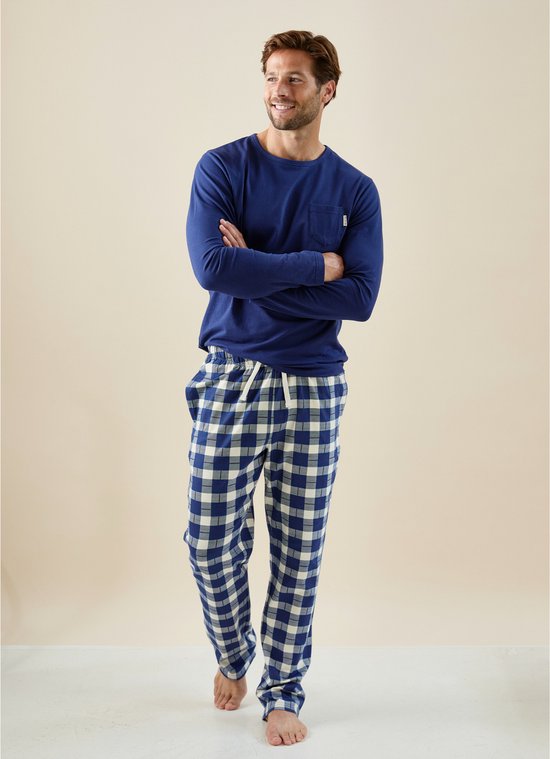 Little Label - jamie pyjamaset heren - grote ruit donkerblauw L/50 ...