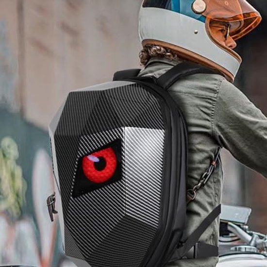LED Motorcycle Backpack Carbon Fiber Textured - 3D Hard Shell ...