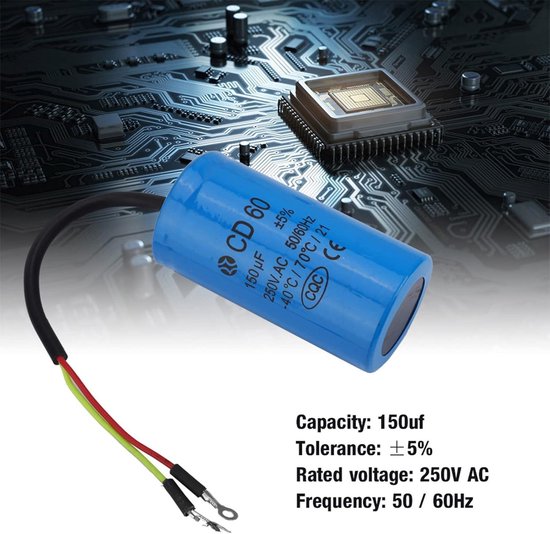 Allecto plus - Kunststof lopende condensator 250VAC 150uF 50 / 60Hz ...
