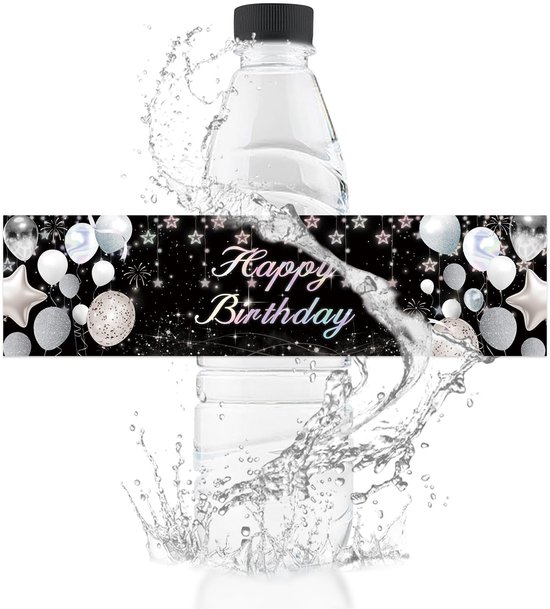 Water Bottle Labels, 50pcs Happy Birthday Bottle Stickers, Waterproof ...