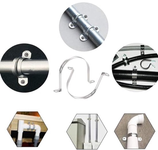 4Pcs 100mm(4") Rigid Pipe Strap, 2 Holes 201 Stainless Steel U Bracket ...