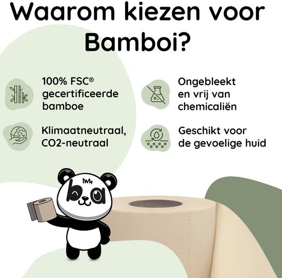 Bamboi Toiletpapier - Bamboe Wc Papier (3-laags) - 48 Maxi rollen - 400 ...