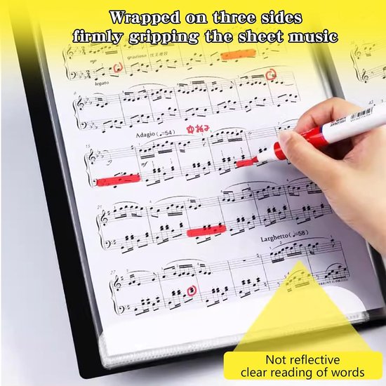 A4 Muziekmap - 4-Zijdige Muziekmap - Vouwbare Choir Map - Ringband ...