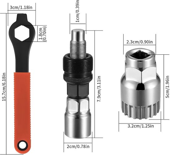 Crank extractor trekker, rood handvat zwarte kop - fiets trapas tool ...
