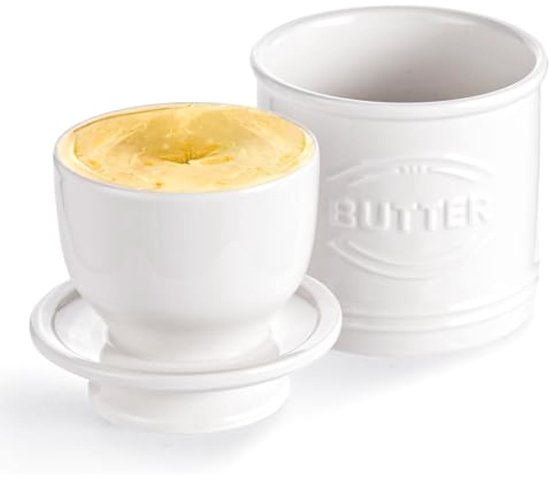 Keramische Boter Crock Franse Boterschotel 200g (Wit – XL) | bol