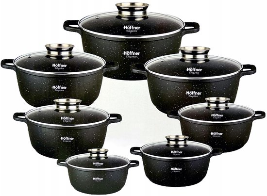 Premium Marmite Set 14 Delen - Aluminium met Marmeren Coating | bol