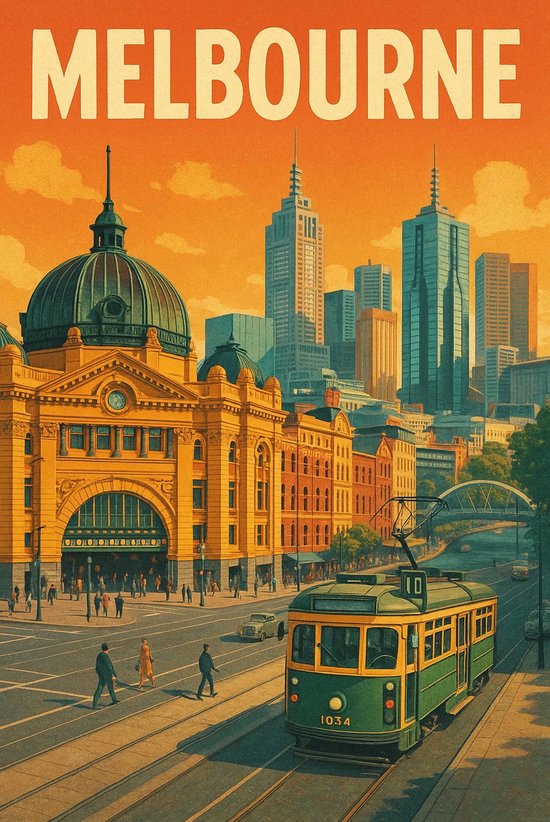 Melbourne Poster - Steden Posters - Australia - Teksten - Wanddecoratie ...