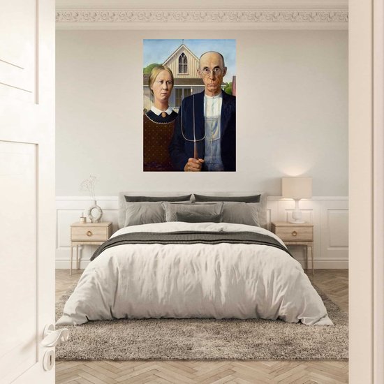 Grant Wood - American gothic Poster 30x40 cm - exclusief lijst | bol