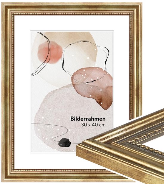 Houten fotolijst - antiek ontwerp - 1 stuk - goud - A3 | bol