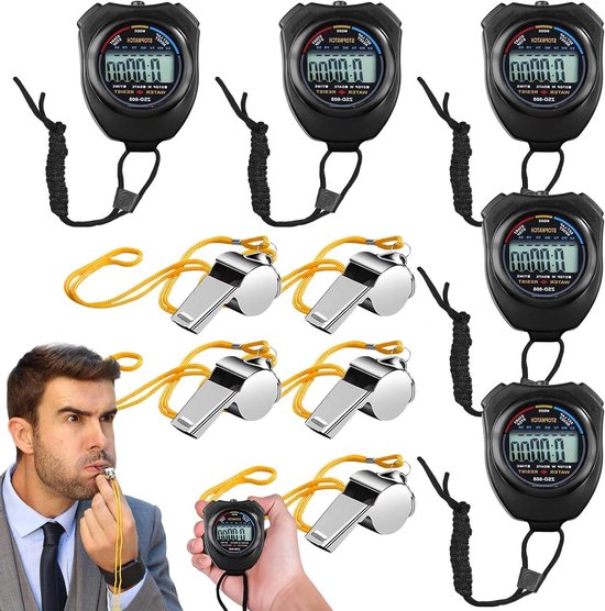Allecto plus - Digitale stopwatch met 5 fluitjes en groot display voor ...