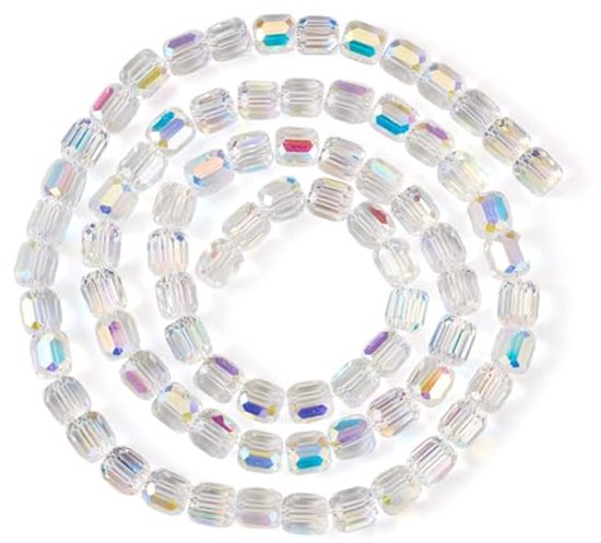 2 Strands Clear Column Crystal Beads Barrel Glass Beads Bulk Loose ...