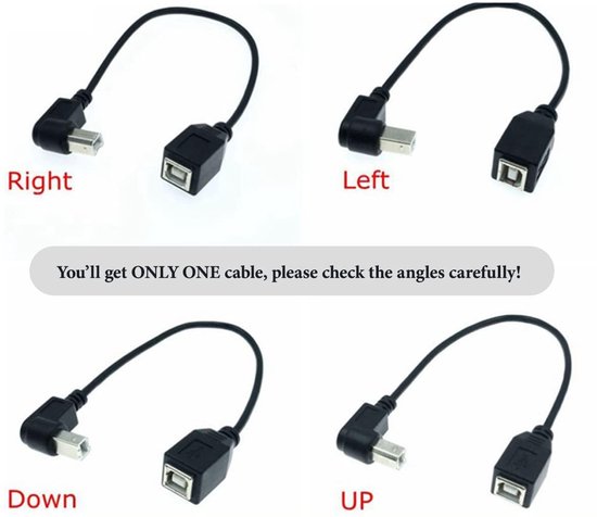 Allecto plus - Korte USB 2.0 B-bus naar type B-stekker 90 graden - Voor ...