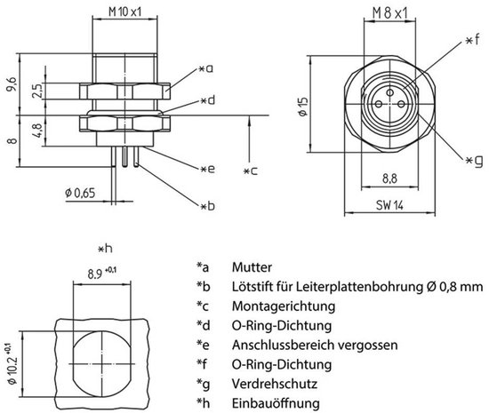 Lutronic 1220 Sensor/actuator inbouwconnector M8 Aantal polen (sensoren ...