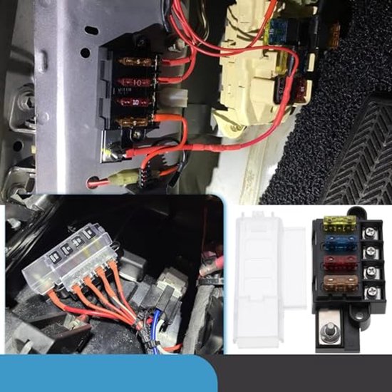 1 Set of 12V-24V Automotive 4 Way Waterproof Fuse Box Metal Fuse Box 9 ...