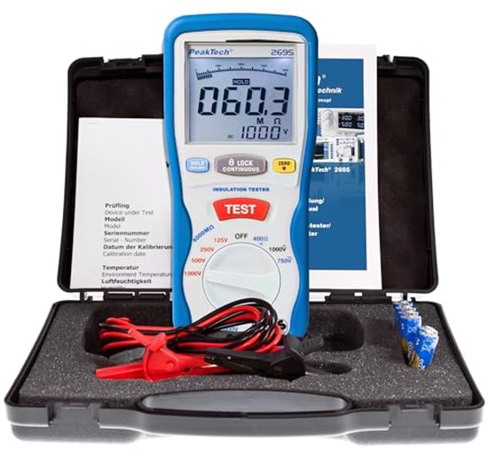 Isolatiemeter en Spanningsmeter - Tot 1000V Met Data-hold en Min/Max ...