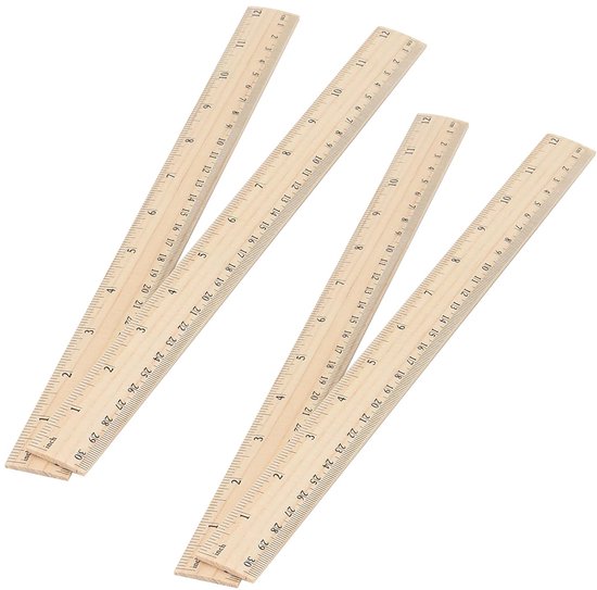 36PCS 12 Inch Houten Linialen - Inches met Centimeter - Rechte Liniaal ...