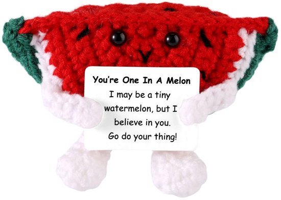 Positive Watermelon with Feet, 10cm Crochet Watermelon Emotional Fruit ...