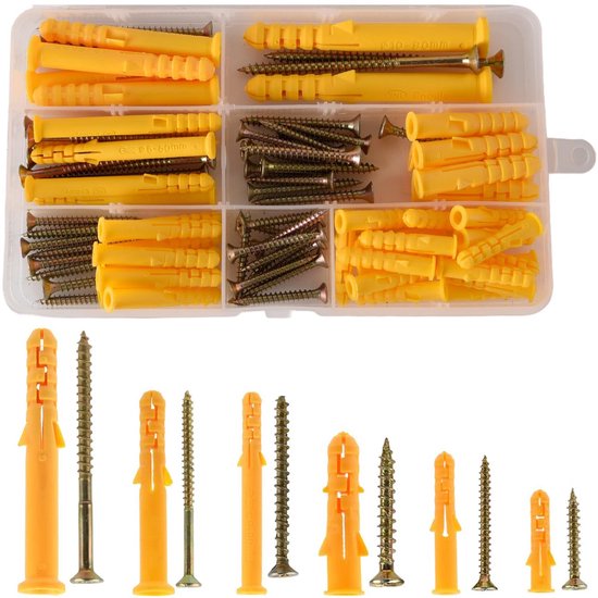 Wall Plug Set - 88pcs - 44 x Masonry Screw - 44 x Expansion Anchor ...