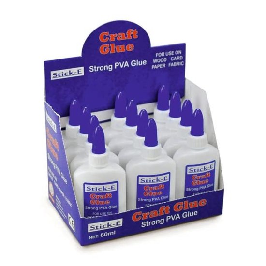 PVA Lijm 60ml Fles - Doos van 12 voor Hout, Papier en Stof | bol