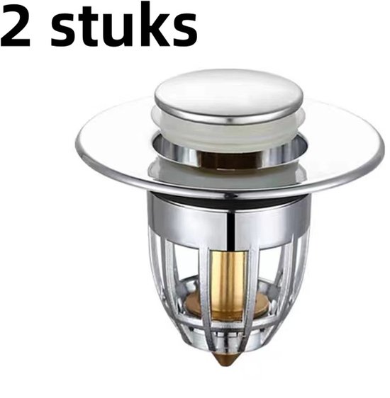 2-delig - Afvoer - Wastafelafvoerplug met veerkern - Push-type... | bol