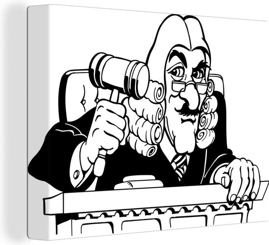 Canvas Schilderij Een tekening van een rechter met een pruik - 160x120 ...