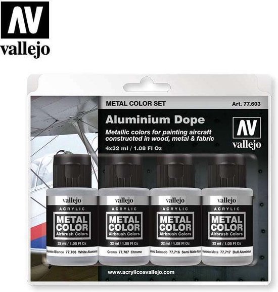 Vallejo val 77603 - Metal Color Set Verf Set - Aluminium Dope 4 x 32 ml ...