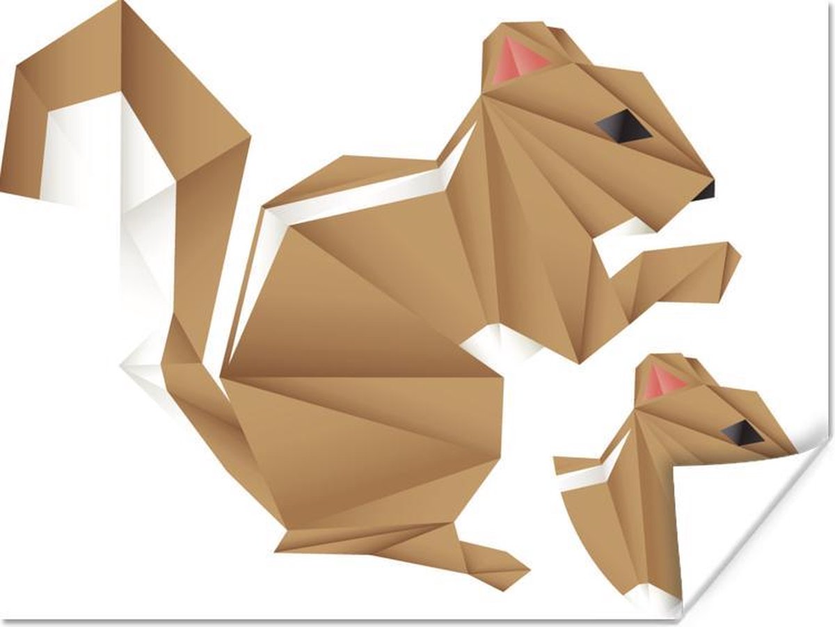 Une illustration d'un poster écureuil en origami 40x30 cm - petit ...