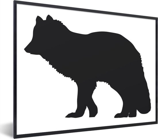 Fotolijst incl. Poster - tekening van het silhouet van een poolvos ...