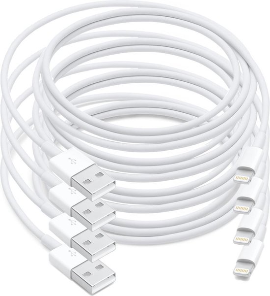 MMOBIEL 4 Stuks USB naar 8 Pins Lightning Kabel - voor iPhone, iPod en ...