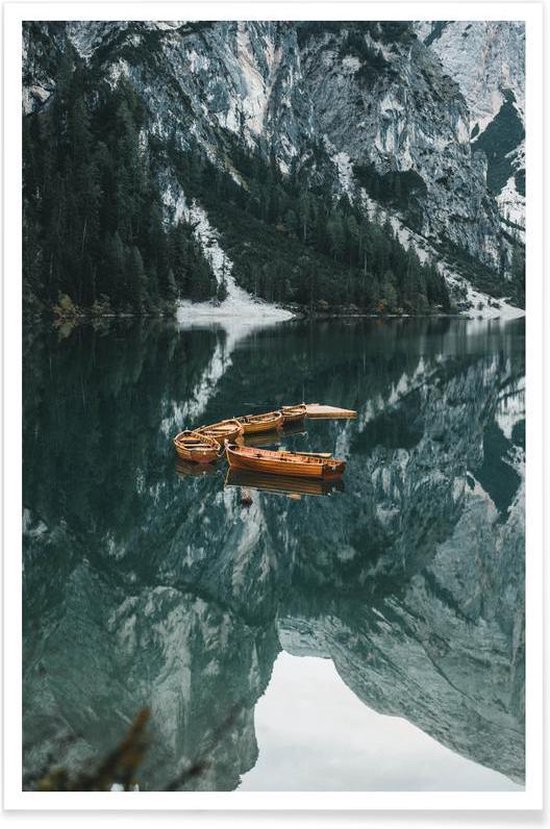 JUNIQE - Poster Orange Fleet by @DaniKla -40x60 /Grijs & Groen | bol