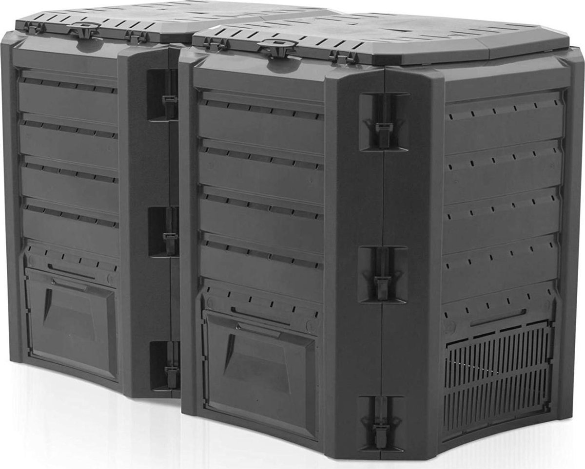 Prosperplast Composter 800 liter met 2 vaten zwart | bol.com