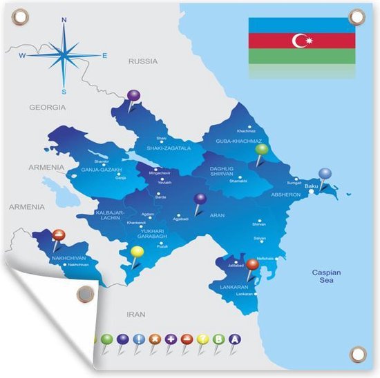 Muurdecoratie buiten Een gedetailleerde tekening van een blauwe kaart ...