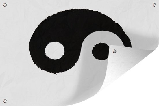 Affiche de jardin Yin et Yang devant un fond blanc 120x80 cm - Toile de ...