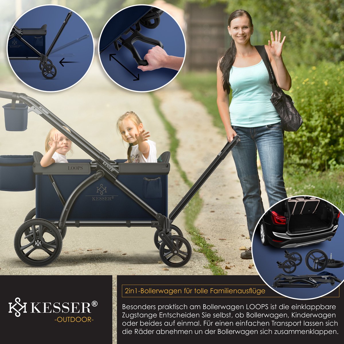 KESSER® Bolderkar Loops 2in1 Ook geschikt als Combi Kinderwagen ...