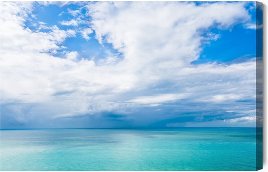 Schilderijkoning - Canvas Schilderij Azuurblauwe Zee En Lucht - 30 x 20 cm | bol.com
