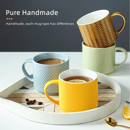 4 stuks keramische mokken, 500 ml, moderne koffiekopjes, set ...