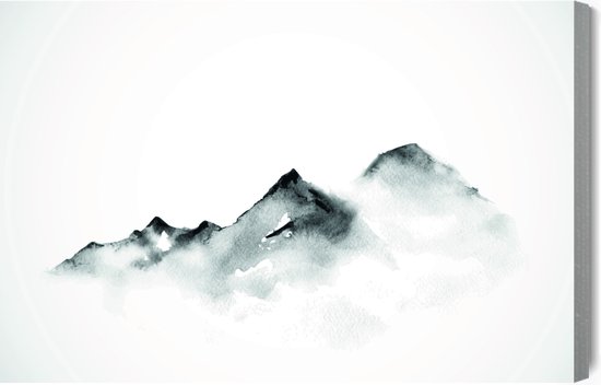 Schilderijkoning - Canvas Schilderij Bergen Geschilderd Met Waterverf - 30 x 20 cm | bol.com