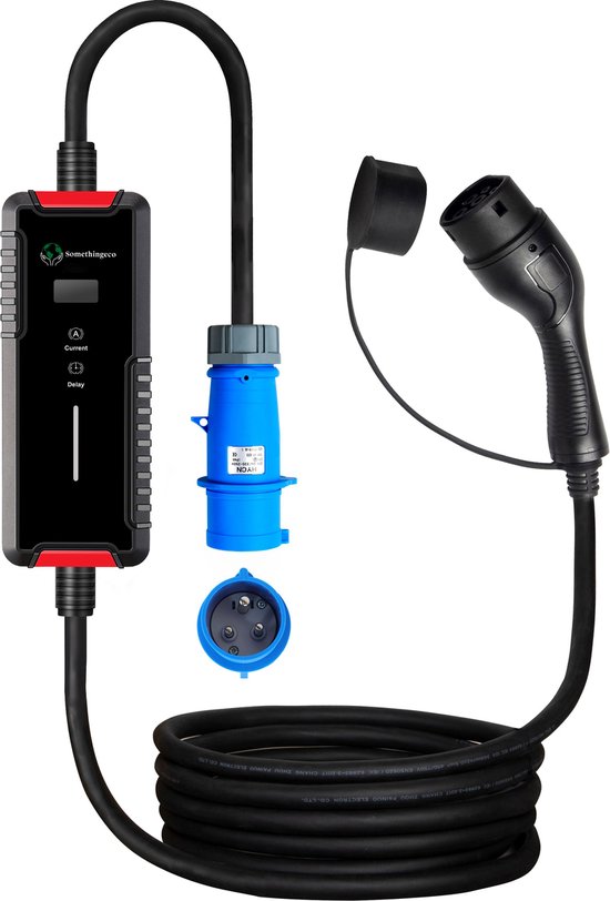 SomethingEco Mobiele Thuislader - Type 2 - Mennekes - Instelbaar 8A-32A ...