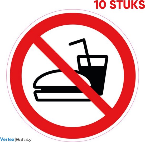 Vertex Pictogram sticker ''Verboden Eten en drinken'' 5x5 cm - 10 stuks ...