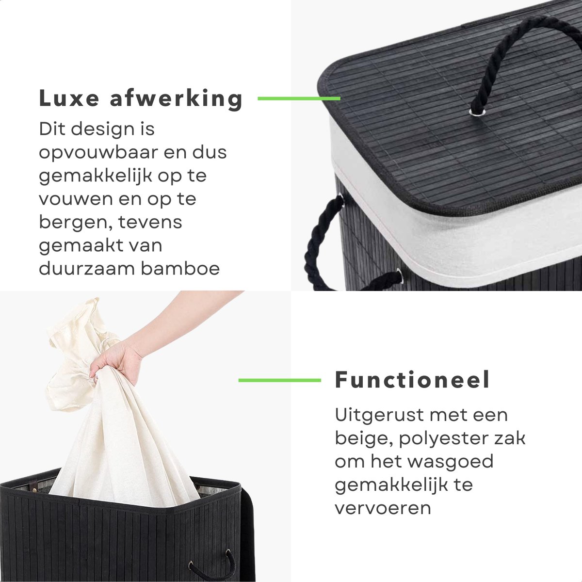 Cheqo® Opvouwbare Wasmand - Opbergmand - Linnenmand - Wasbox ...