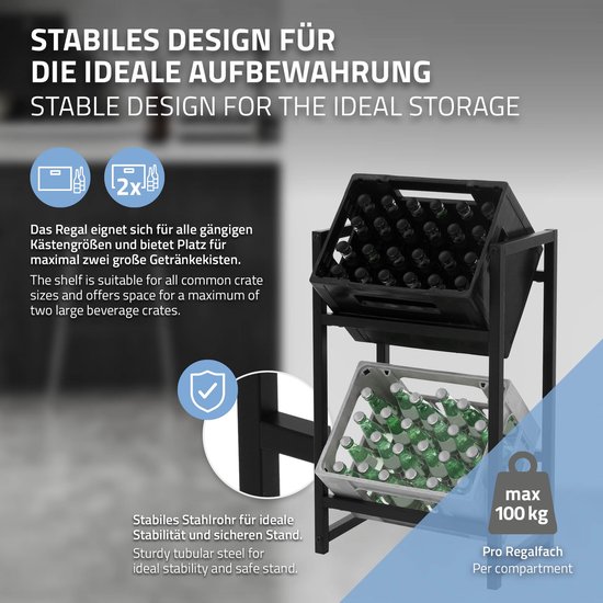 Drankenkrattenrek Drankenrek 2 kratten 47 x 31 x 75,5 cm antraciet ...