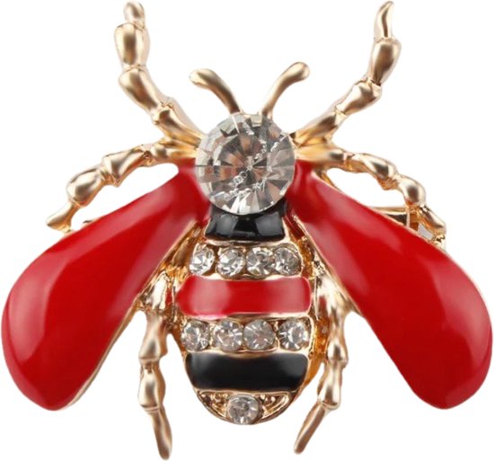 Bij Wesp Vlieg Strass Broche Sierspeld 3 cm / 2.8 cm / Strass Rood Goud ...