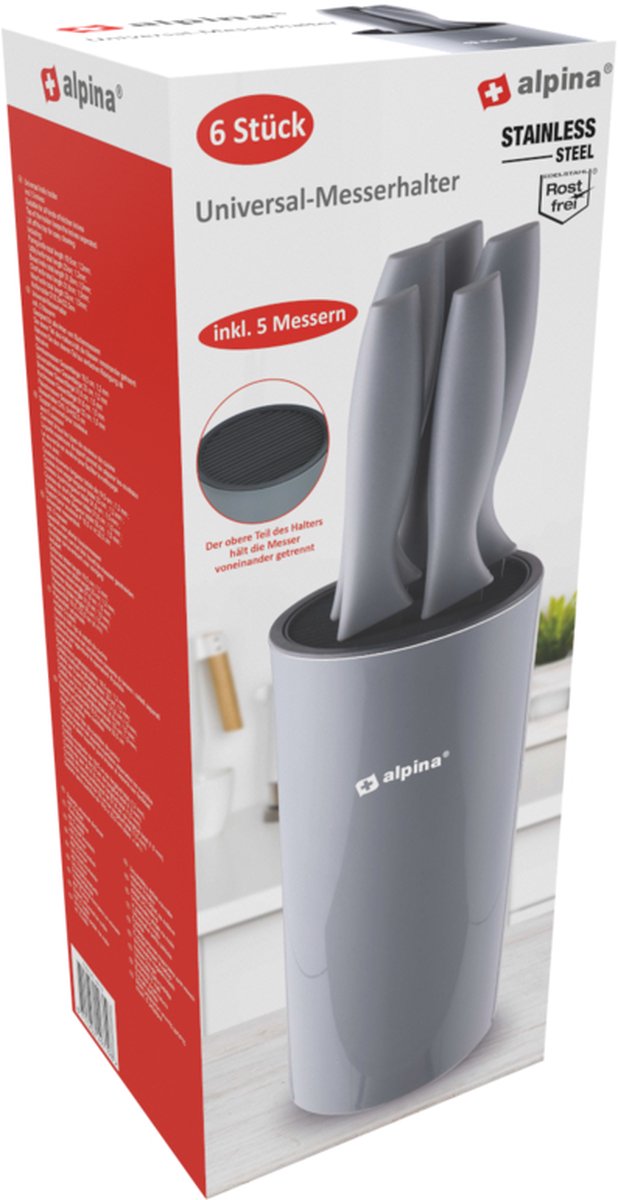 alpina Messenblok met Messen - 6 Delig - Messenset - RVS - Grijs | bol.com