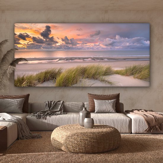 Canvas schilderij duinen en zee 160x80 - Kamer decoratie accessoires strand en... | bol