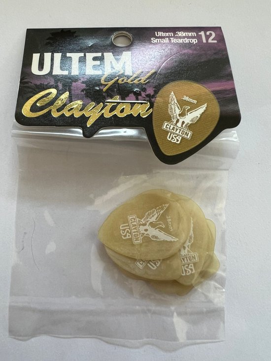 Clayton - Ultem Gold - small teardrop plectrum 0.38 mm 12-pack | bol