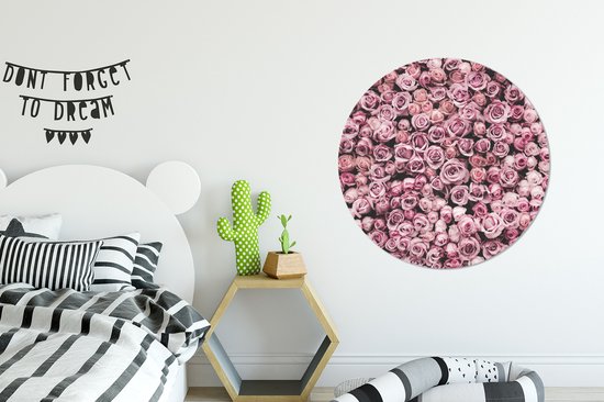 WallCircle - Muurstickers - Behangcirkel - Bloemen - Rozen - Natuur - Roze - Botanisch... | bol